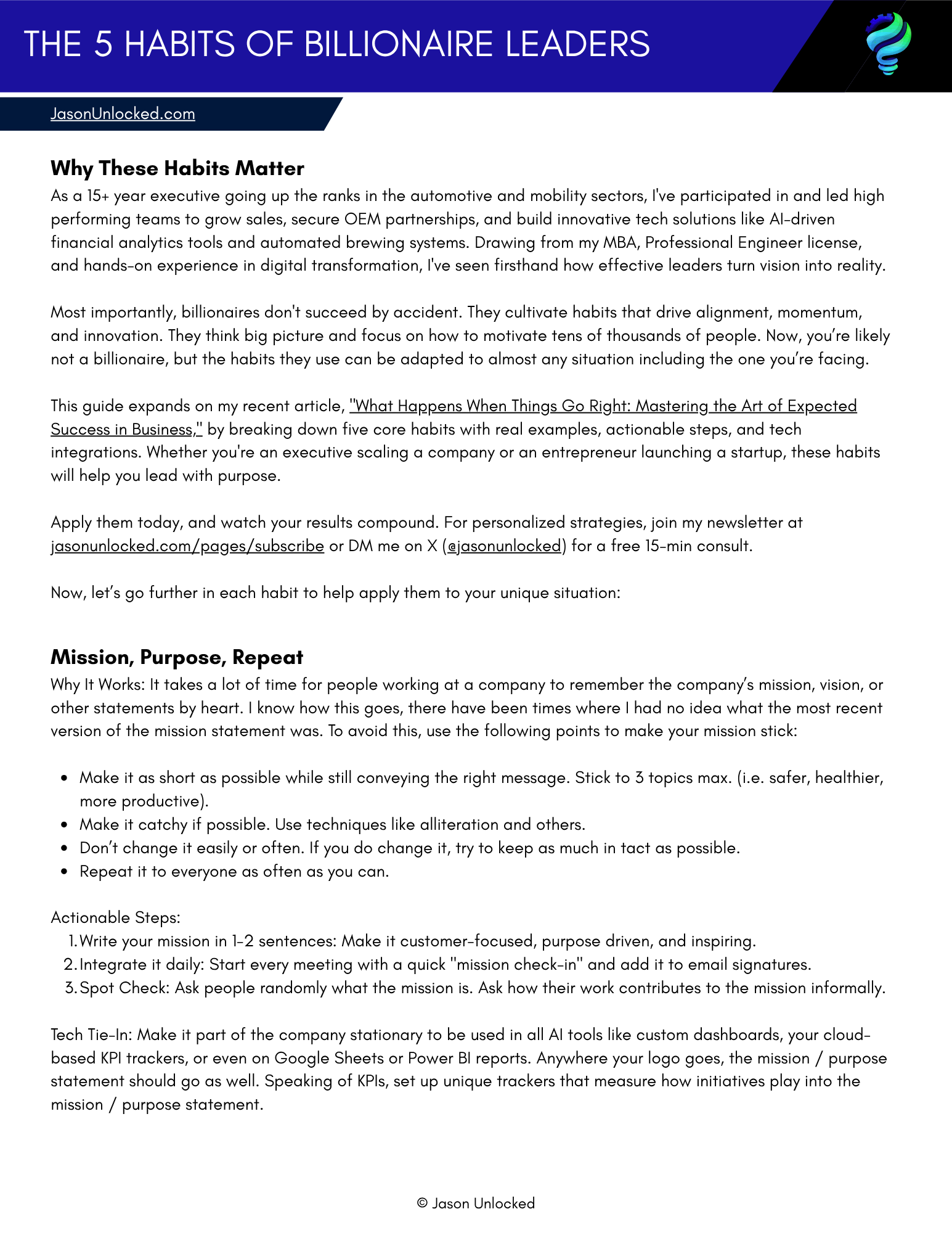 The 5 Habits of Billionaire Leaders – Jason Unlocked